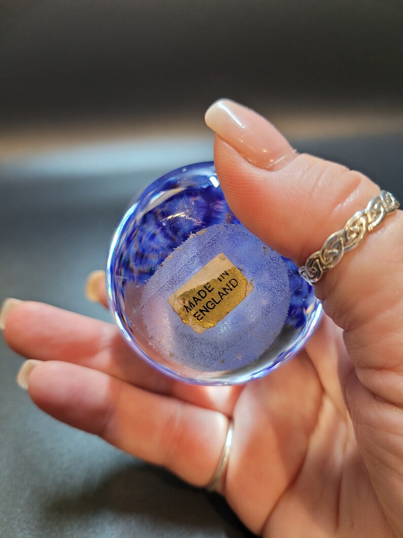 Vintage Blue Floral Paperweight Made in England - Etsy