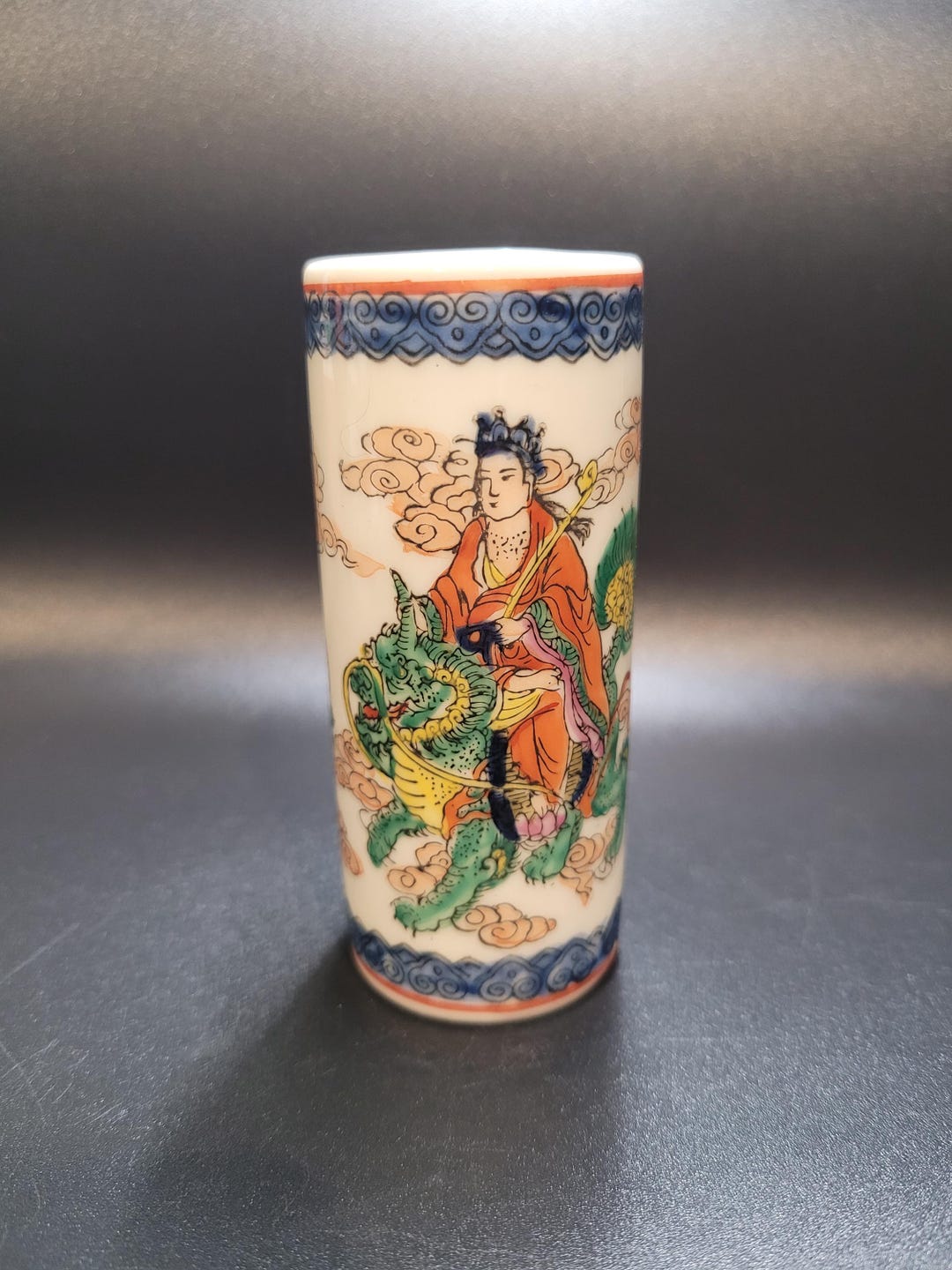 Vintage Chinese Small Porcelain Vase Man Riding Foo Dog - Etsy