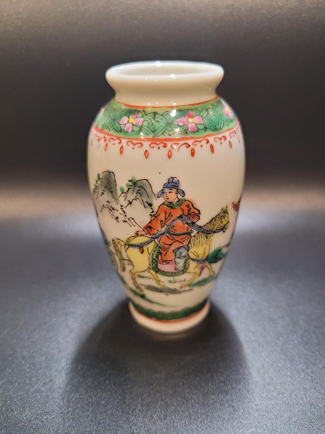 Vintage Chinese Small Porcelain Vase Horse Carriage Mountain Scene - Etsy
