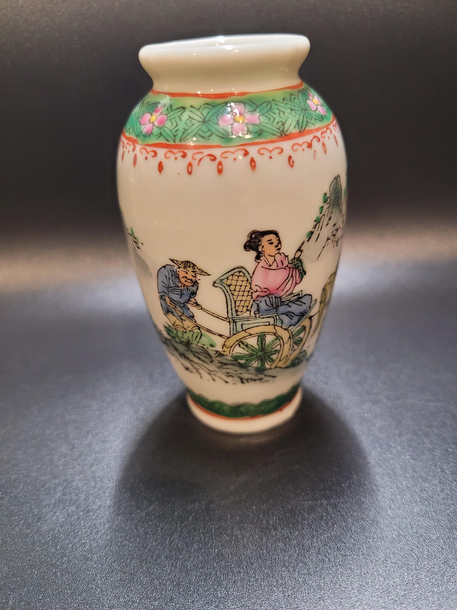 Vintage Chinese Small Porcelain Vase Horse Carriage Mountain Scene - Etsy