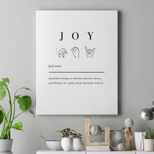 Joy Definition Print, Sign Language Wall Art, Printable Wall Art, Joy ...