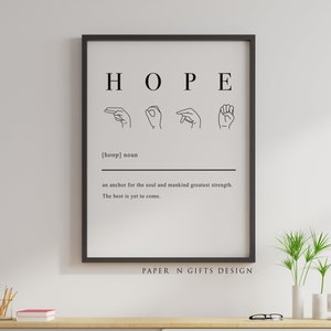 Hope Definition Print, Sign Language Wall Art, Printable Wall Art, Love ...