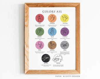 Colors in Sign Language Poster - Etsy