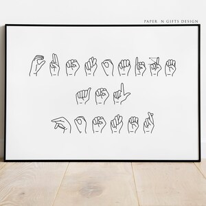 Personalized Sign Language Print, Custom Sign Language Poster, ASL ...