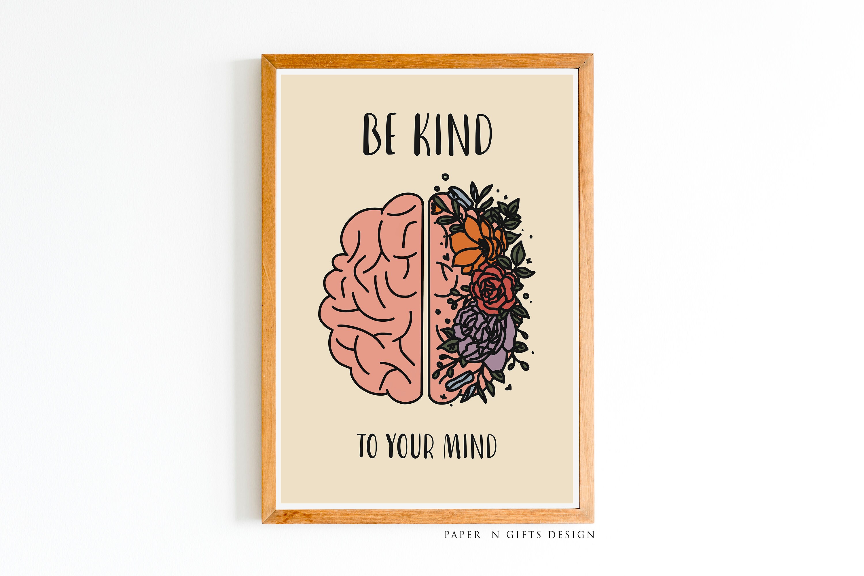 Brain Printable Art, Be Kind to Your Mind Print, Quote Poster, Brain ...