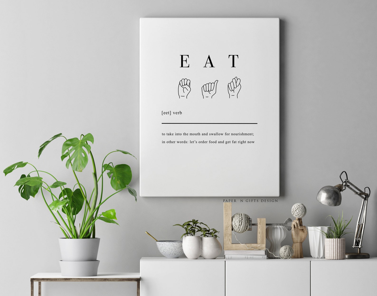 Eat Definition Print, Sign Language Art, Printable Wall Art, Eat ...