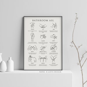 Bathroom ASL Printable Wall Art, Sign Language Printable, Sign Language ...