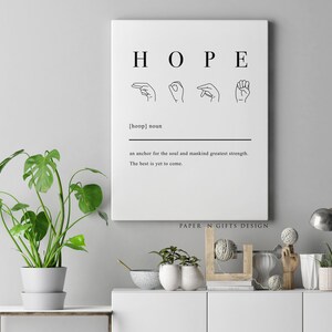 Hope Definition Print, Sign Language Wall Art, Printable Wall Art, Love ...