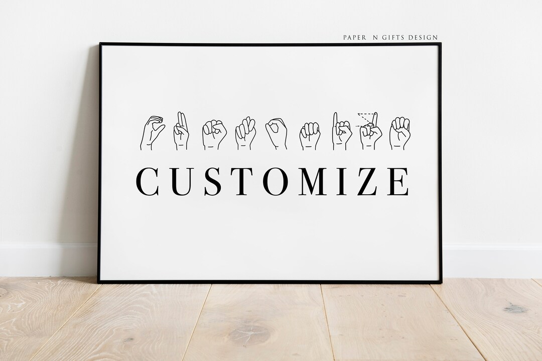 Personalized Sign Language Name Print, Custom Sign Language Poster ...