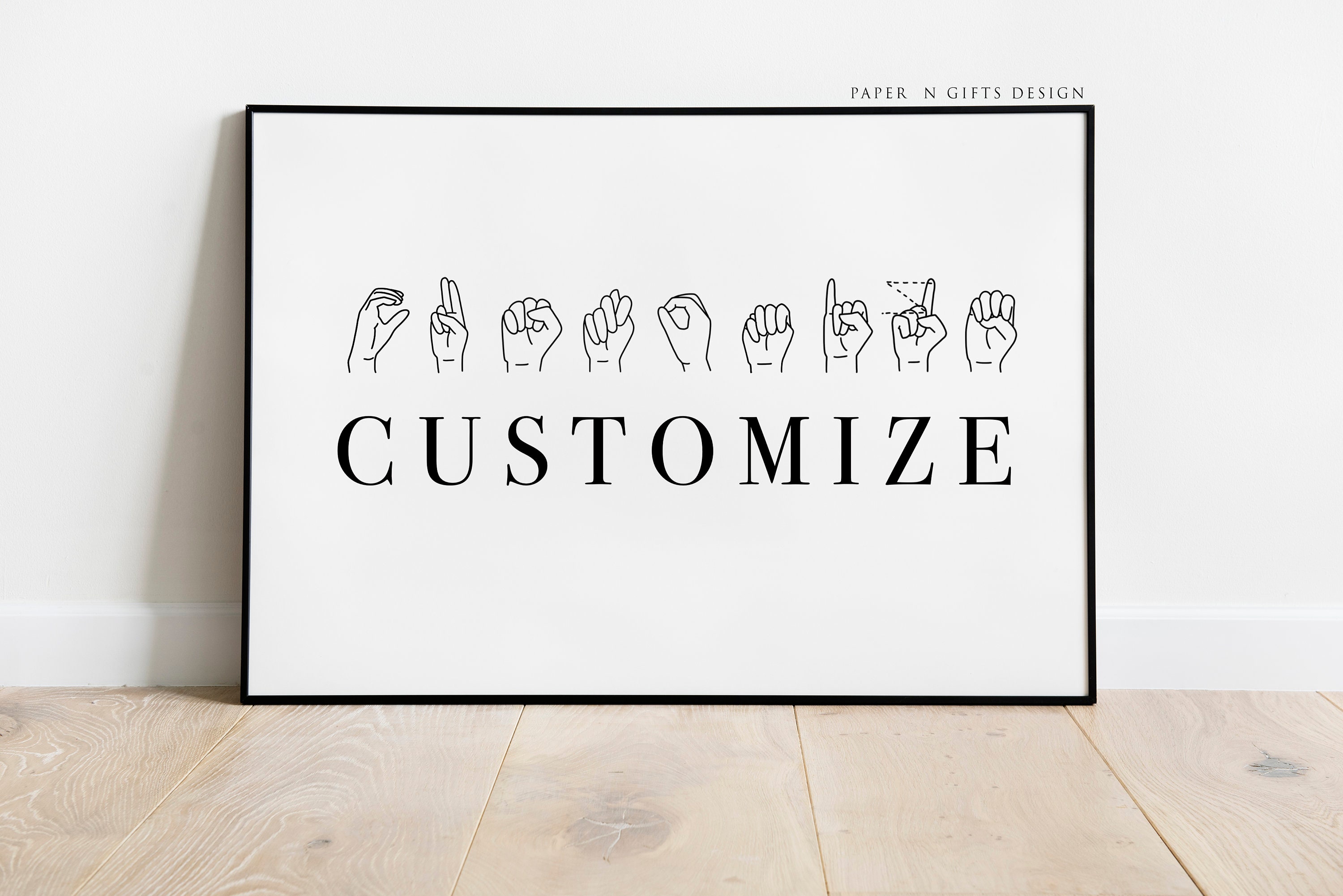 Personalized Sign Language Name Print, Custom Sign Language Poster ...