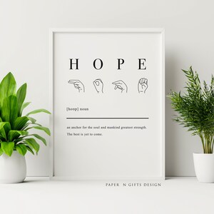 Hope Definition Print, Sign Language Wall Art, Printable Wall Art, Love ...