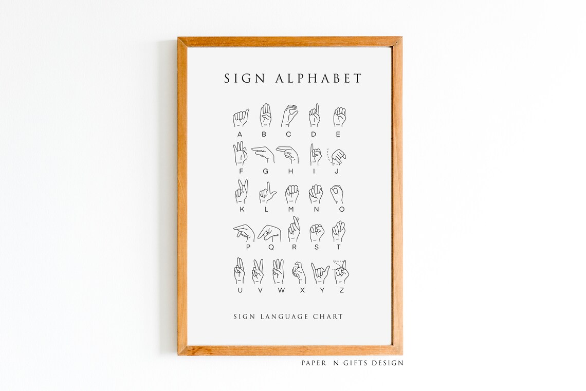 ASL Alphabet Printable Wall Art, Sign Language Gifts, Sign Language ...