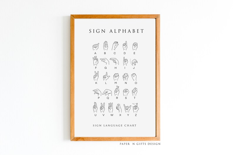 ASL Alphabet Printable Wall Art, Sign Language Gifts, Sign Language ...