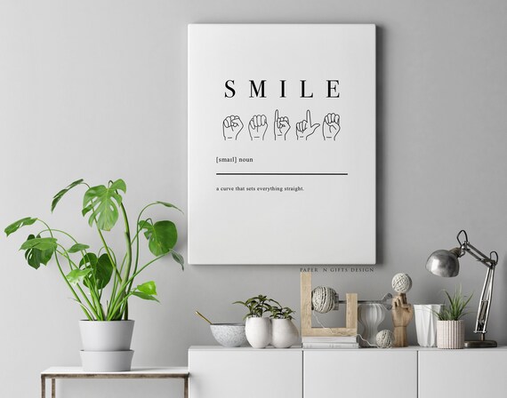 Smile Definition Print Sign Language Wall Art Printable Wall | Etsy