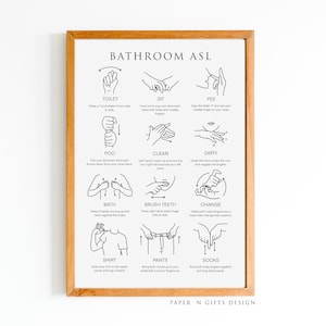 Bathroom ASL Printable Wall Art, Sign Language Printable, Sign Language ...