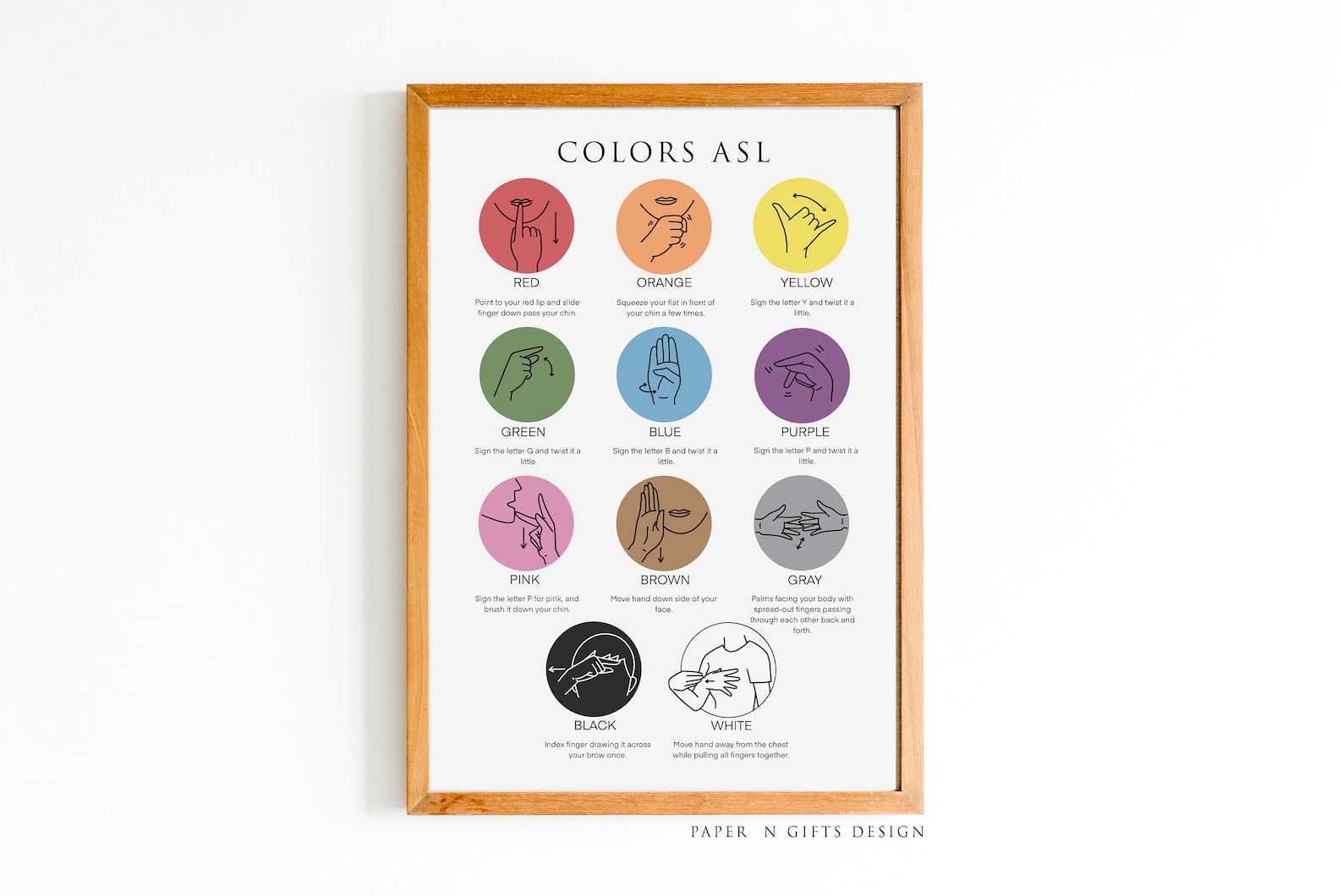 Colors ASL Printable Wall Art, Colors Sign Language Prints, Sign ...