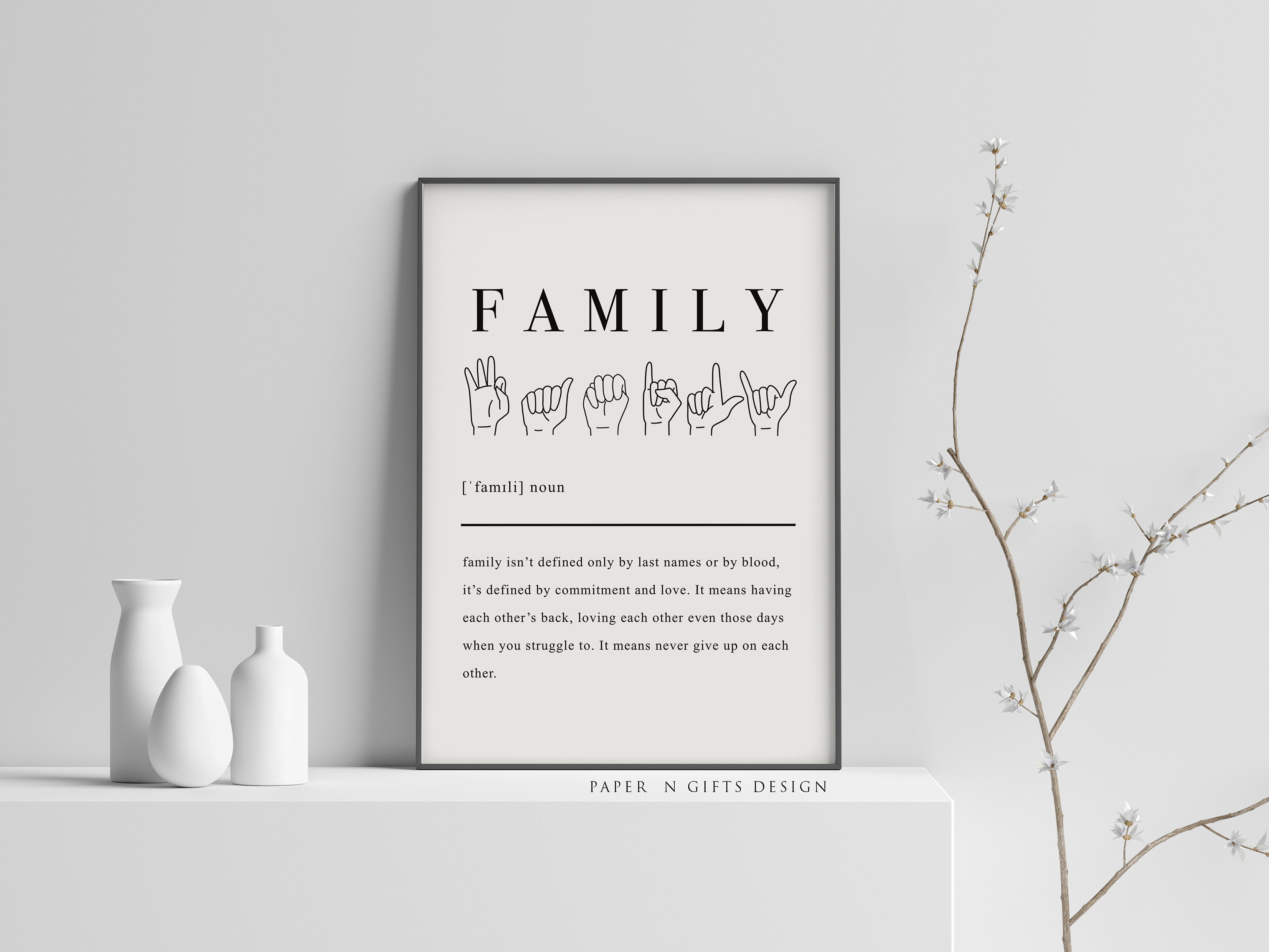 Family Definition Print, Sign Language Wall Art, Family ASL Poster, ASL ...