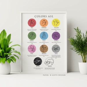 Colors ASL Printable Wall Art, Colors Sign Language Prints, Sign ...