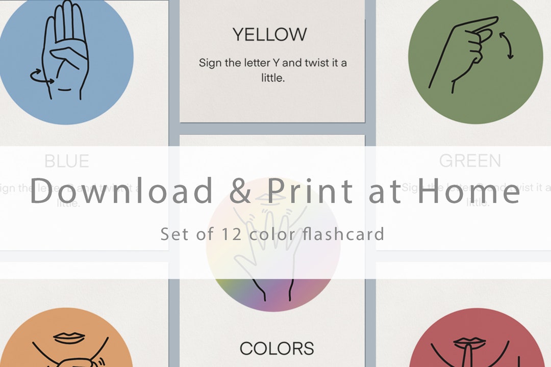 ASL Downloadable Flashcard, Colors ASL Printable Flashcard, Colors Sign ...