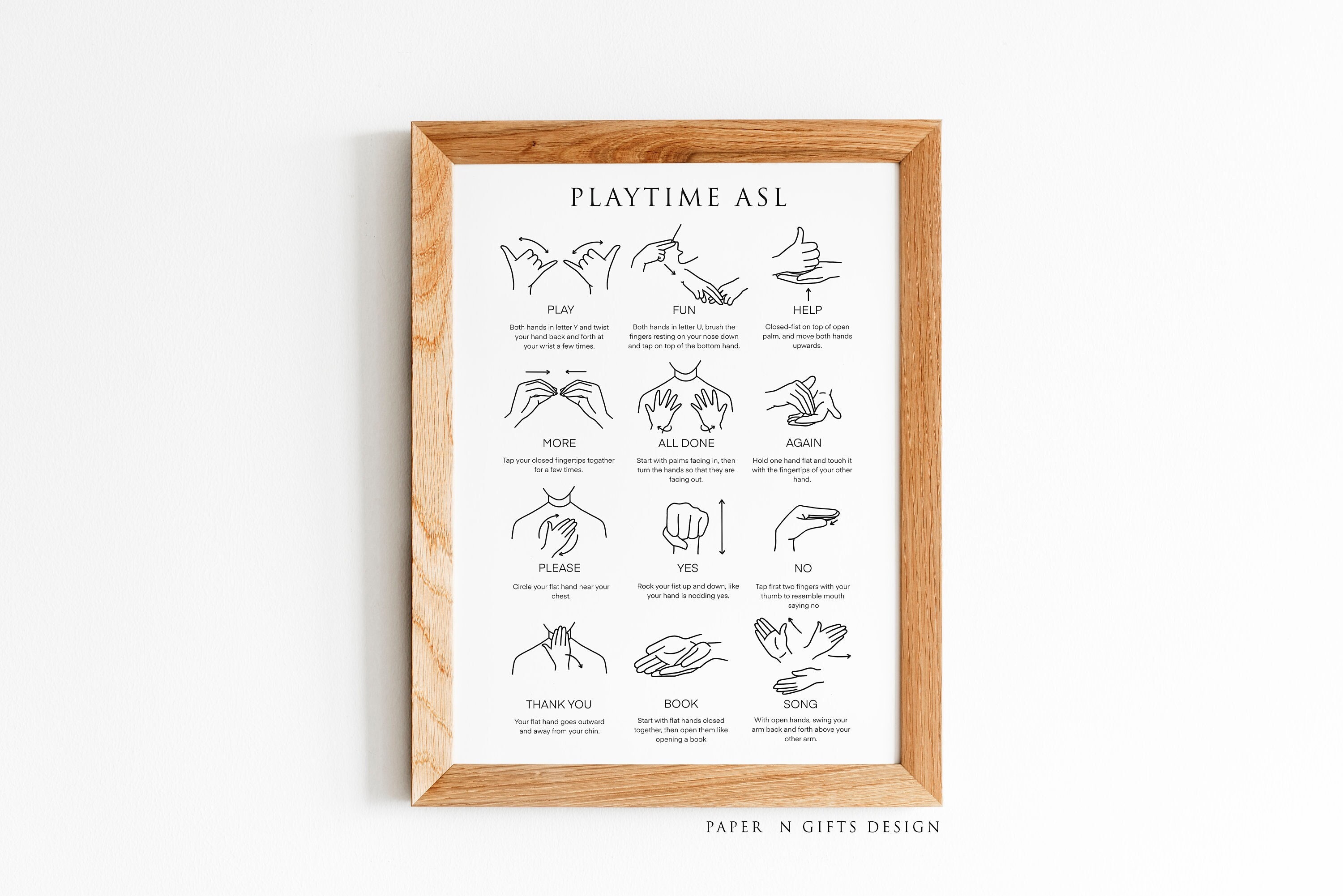 Playroom ASL Printable, Playtime Sign Language Prints, Sign Language ...