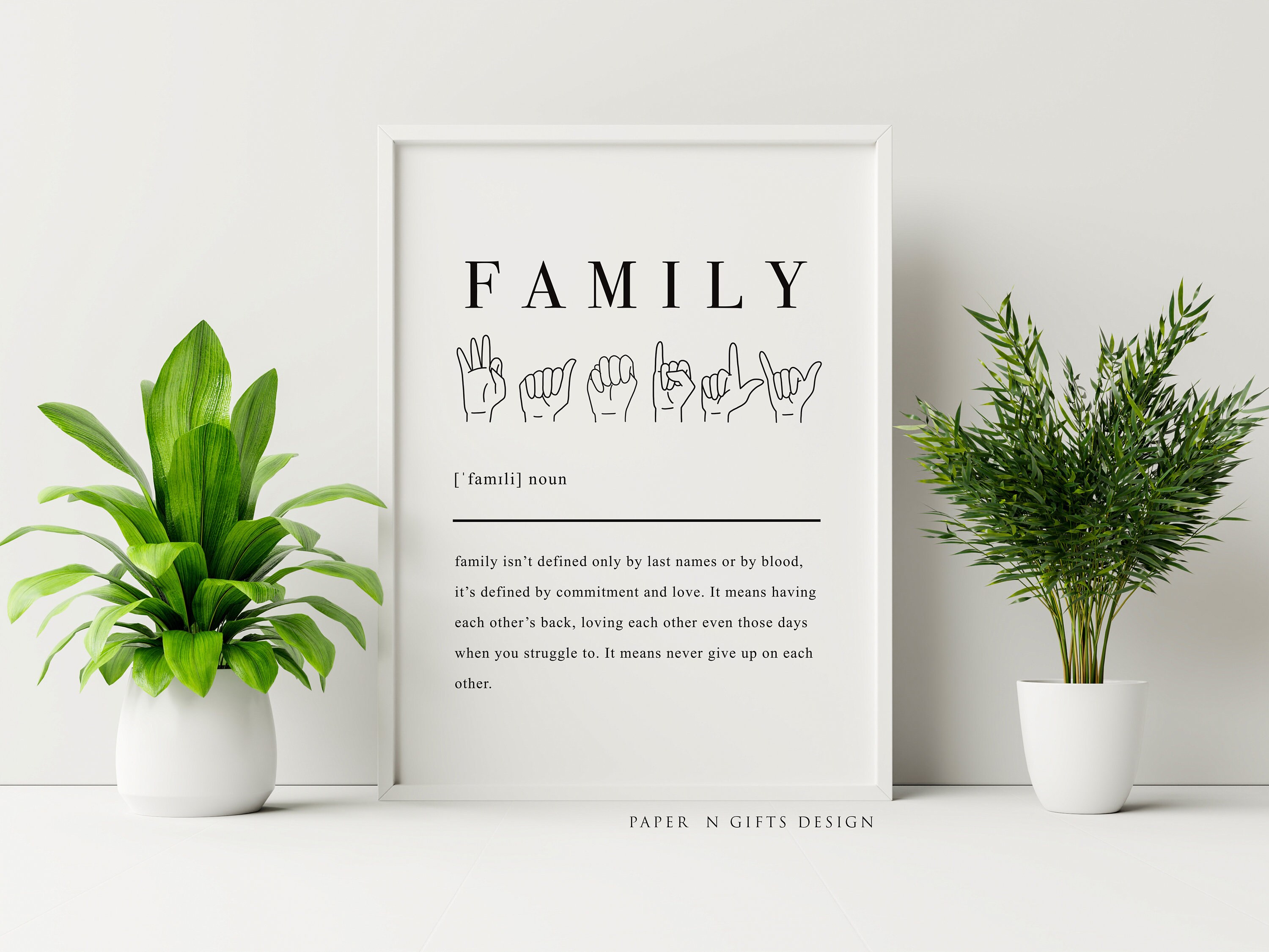 Family Definition Print, Sign Language Wall Art, Family ASL Poster, ASL ...
