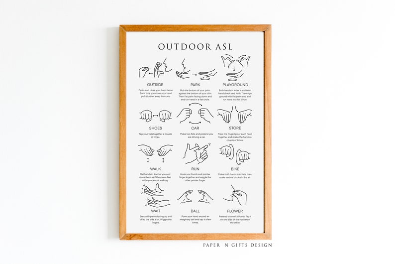 Outdoor ASL Printable Wall Art Outside Sign Language Prints - Etsy