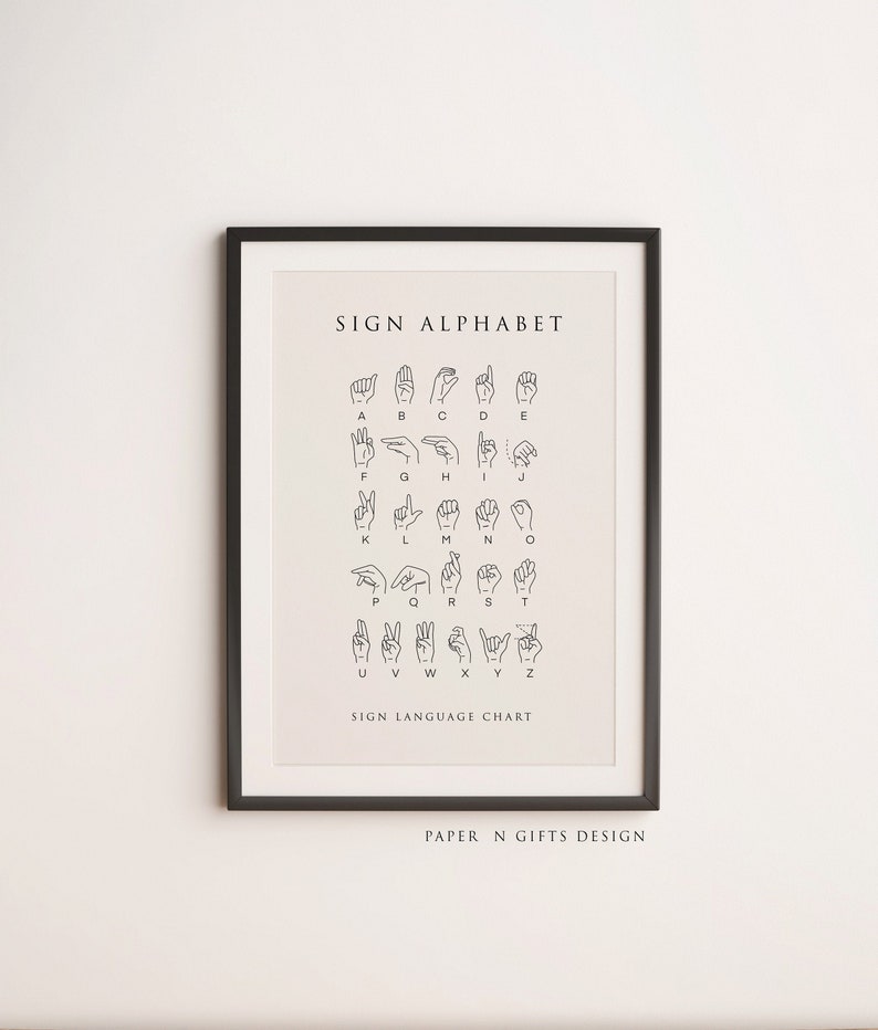 ASL Alphabet Printable Wall Art, Sign Language Gifts, Sign Language ...
