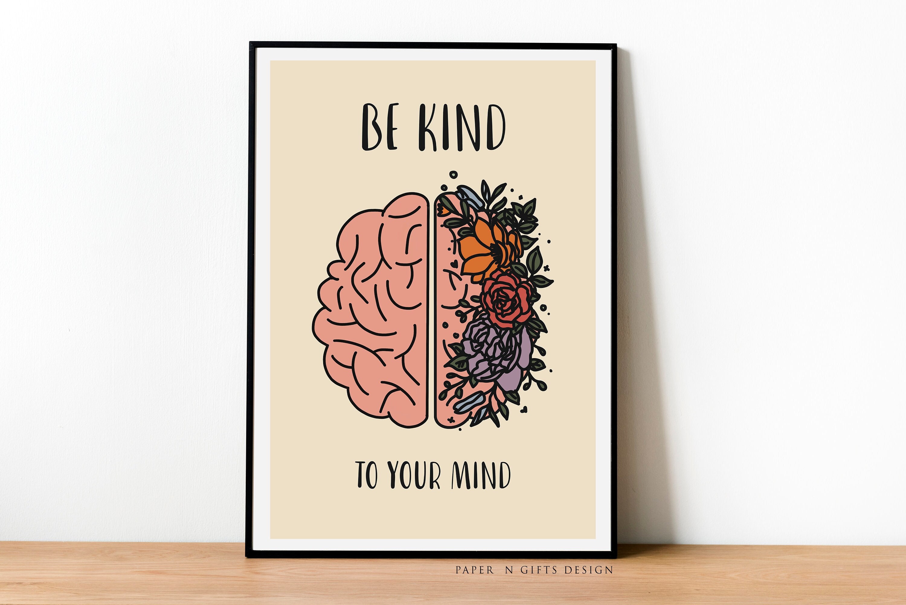 Brain Printable Art, Be Kind to Your Mind Print, Quote Poster, Brain ...