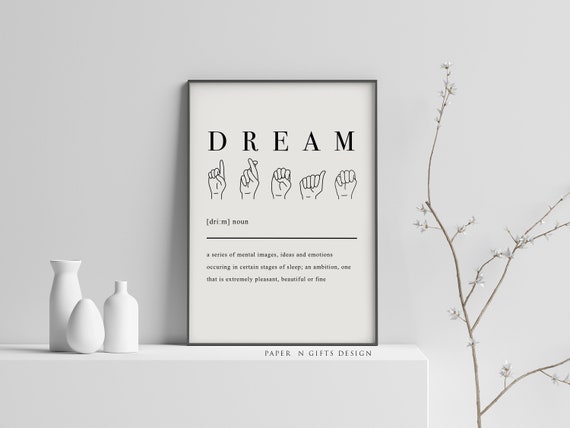 Dream Definition Print Sign Language Wall Art Printable Wall - Etsy