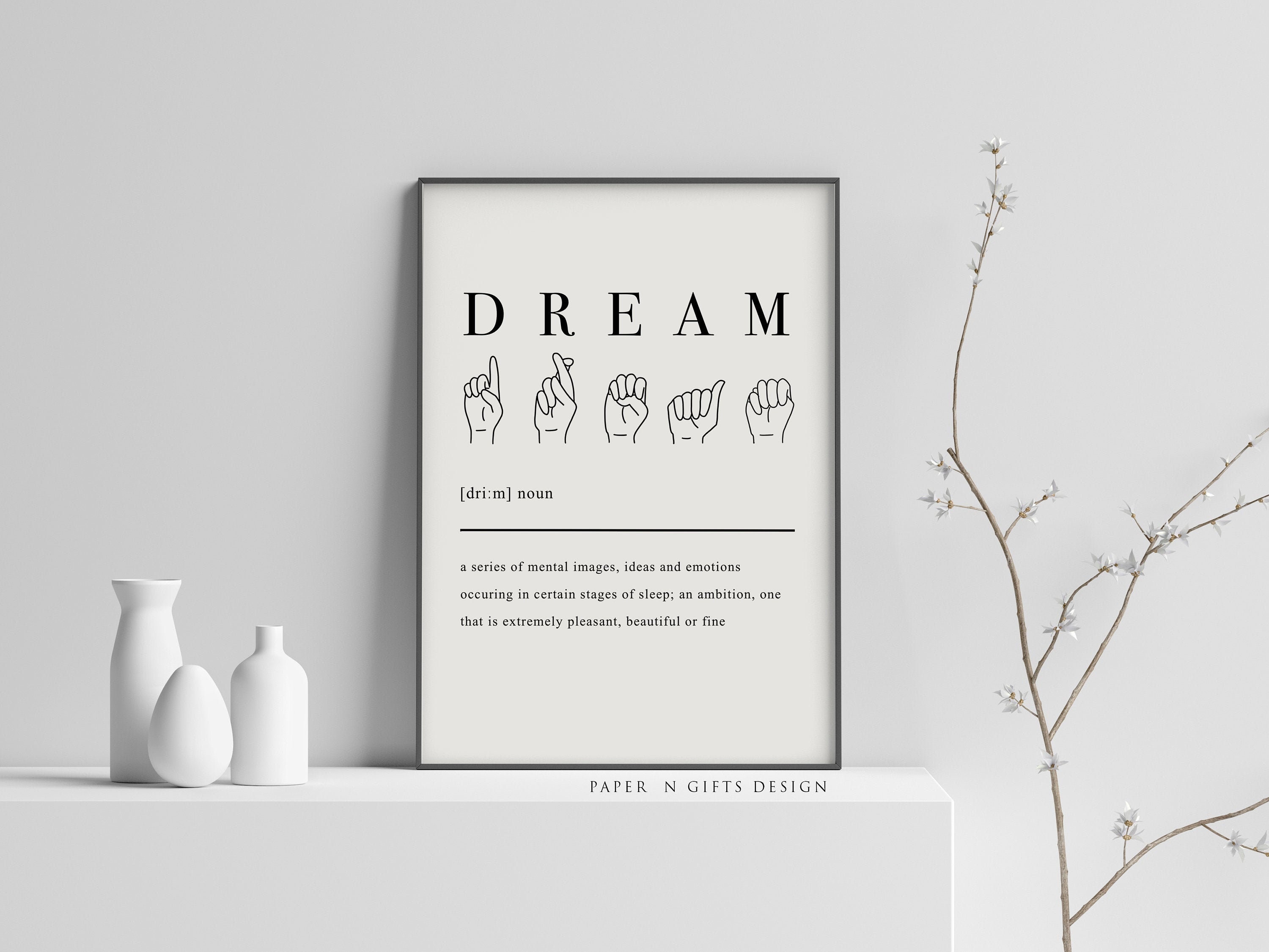 Dream Definition Print, Sign Language Wall Art, Printable Wall Art ...