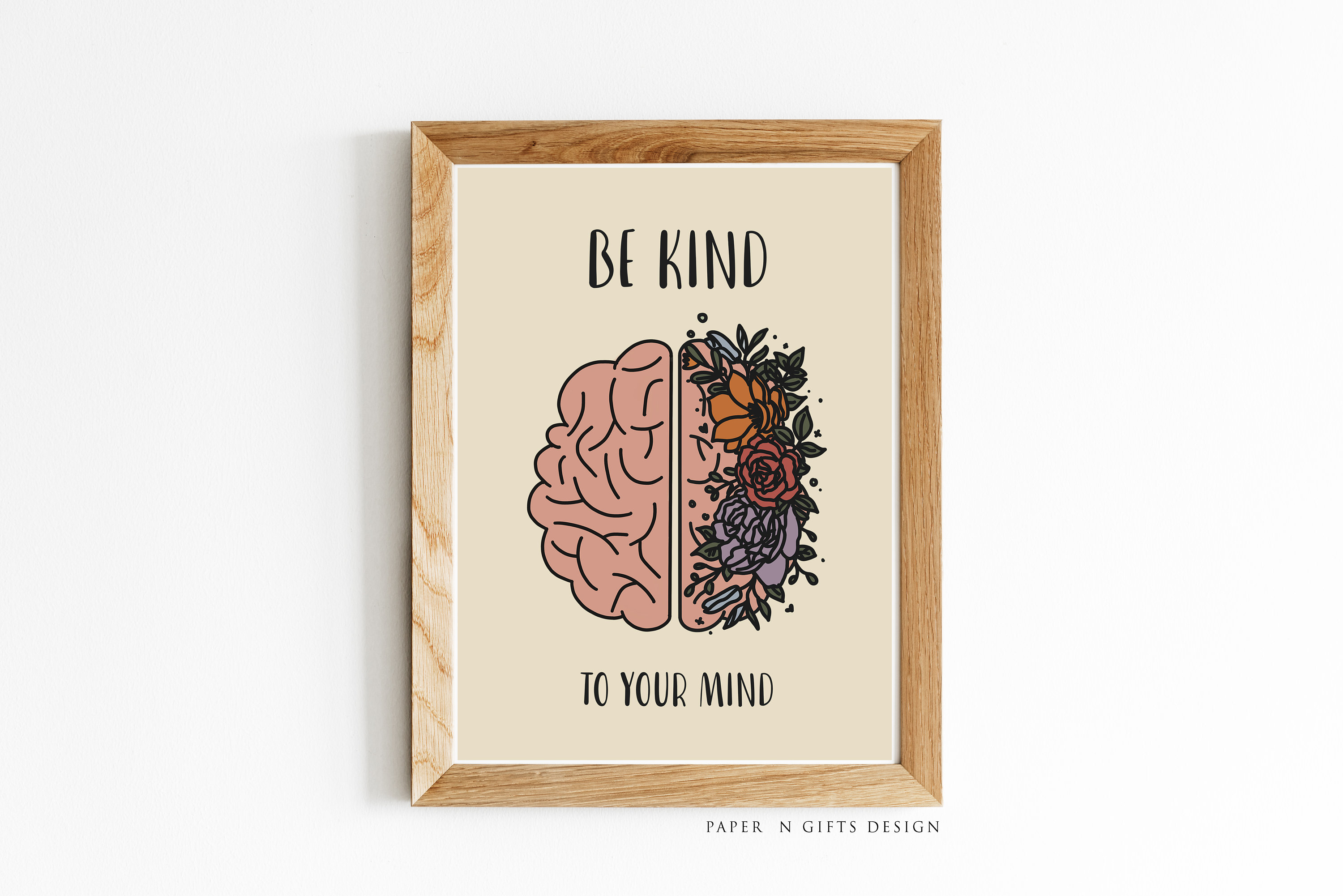 Brain Printable Art, Be Kind to Your Mind Print, Quote Poster, Brain ...