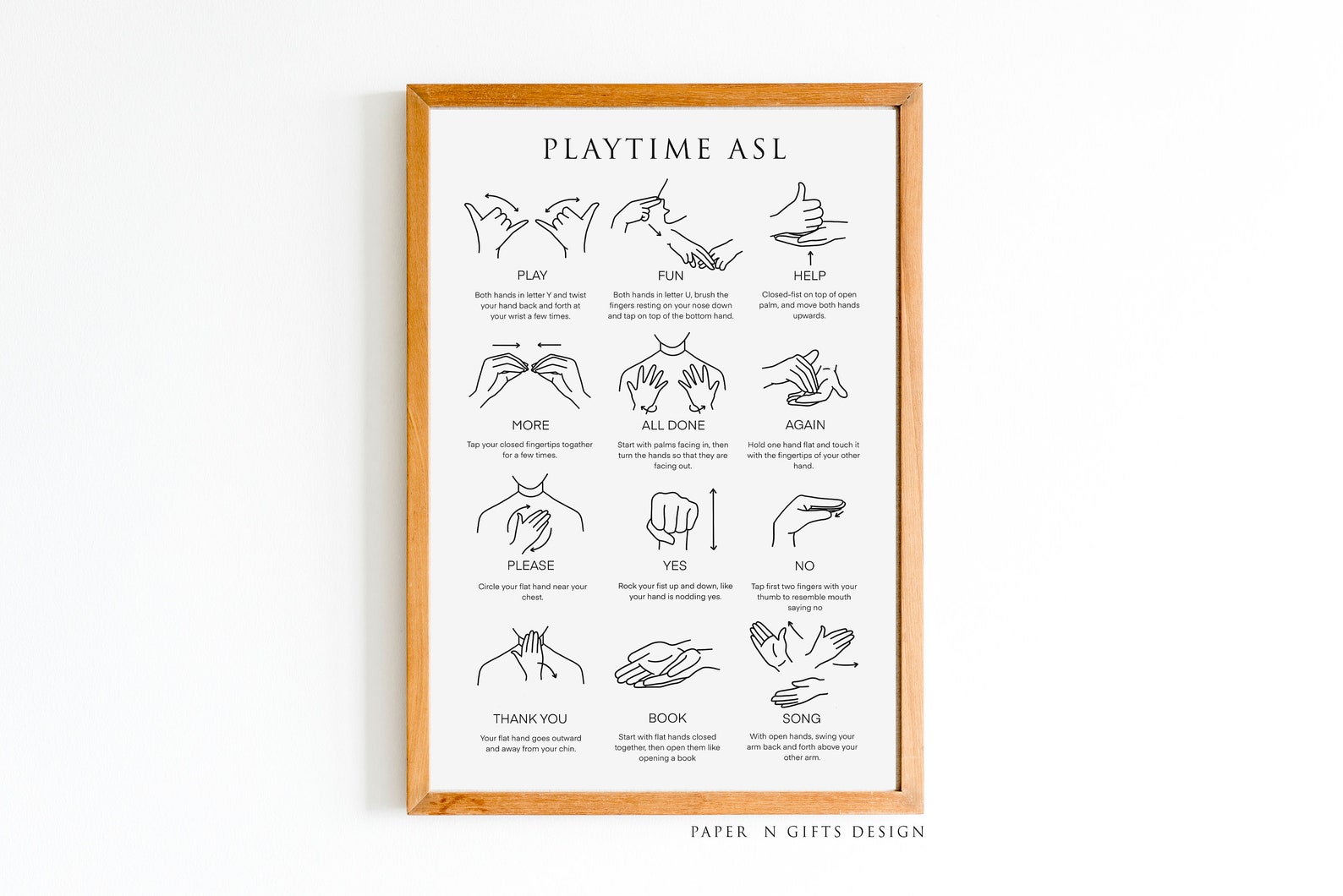 Playroom ASL Printable, Playtime Sign Language Prints, Sign Language ...