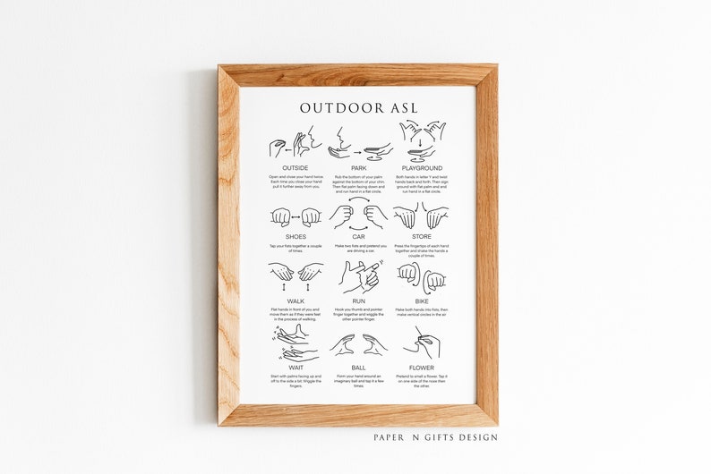 Outdoor ASL Printable Wall Art Outside Sign Language Prints - Etsy ...