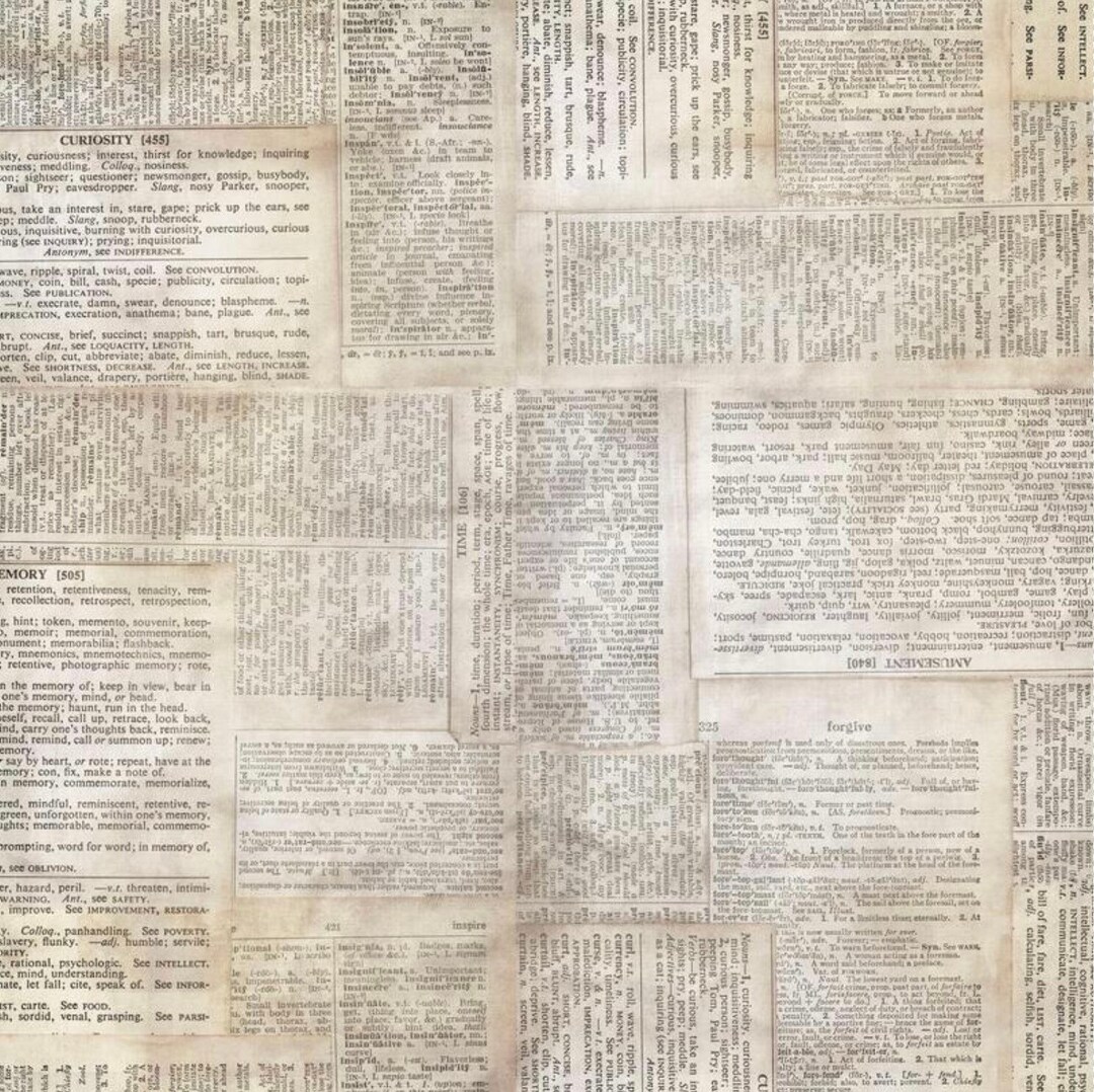 Dictionary Quilt Fabric Priced by the 1/2 Yard Tim Holtz for Freespirit ...