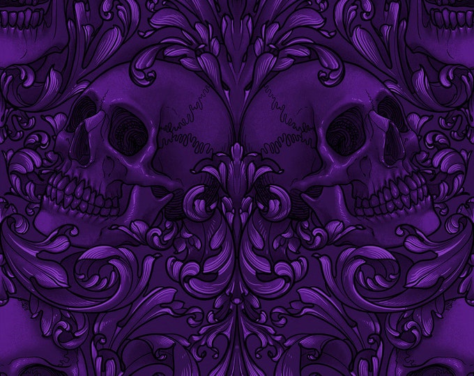 Skull Damask Purple - Priced by the Half Yard/cut Continuous - Mystic ...