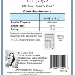 Lil Jojo Table Runner Pattern GE Designs Charm Pack Quilt Paper Pattern ...