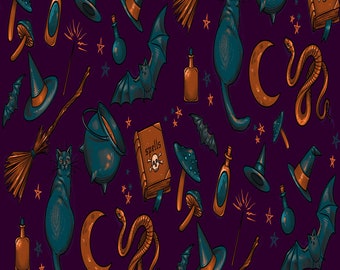 Skull Damask Purple - Priced by the Half Yard/cut Continuous - Mystic ...