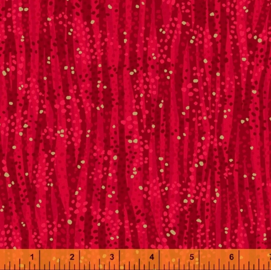 Kiss Dew Drop Fabric With Metallic Red 100% Cotton Windham Fabrics ...