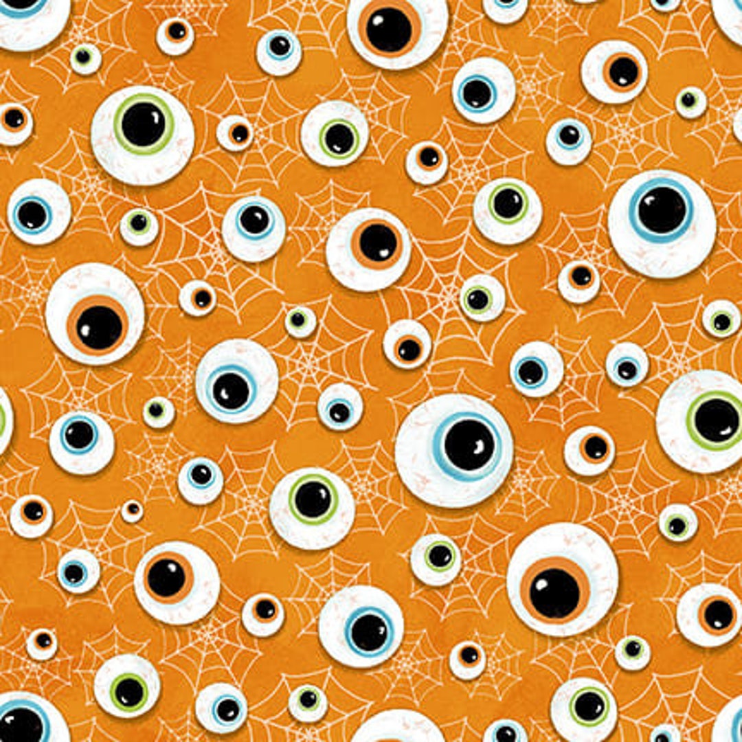 Welcome Foolish Mortals Eyeballs and Webs Orange - Glow in Dark ...