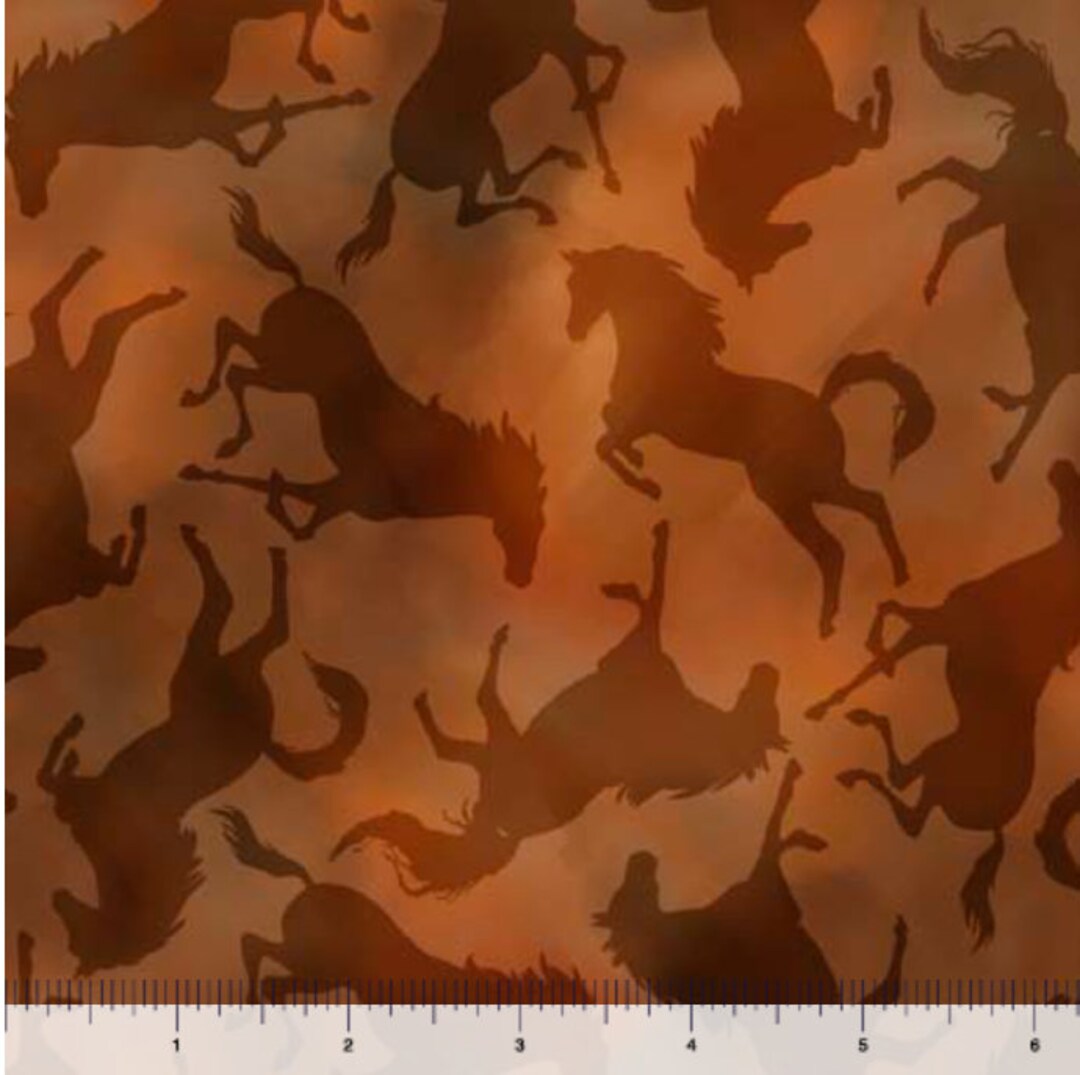 Horse Silhouettes Rust Sold by the Half Yard Wild Horses by Carol ...