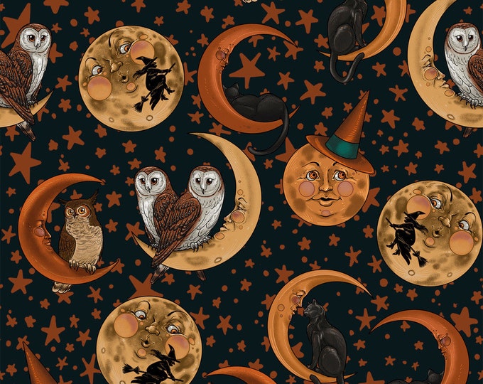 Moons Black - Priced by the Half Yard/cut Continuous - Mystic Moonlight ...