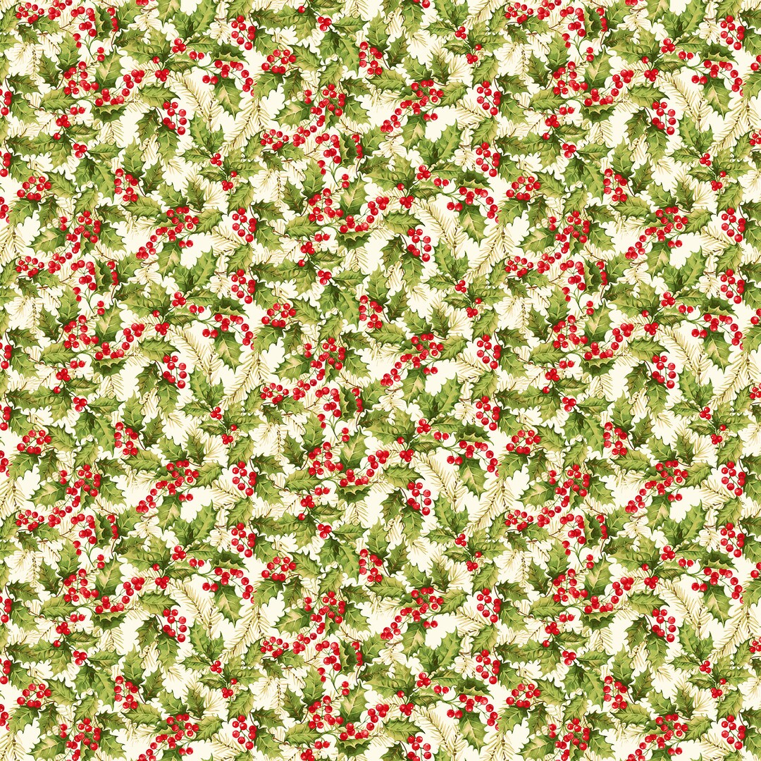 Holly Berry Park Holly Leaves and Berries - Sold by the Half Yard - Art ...