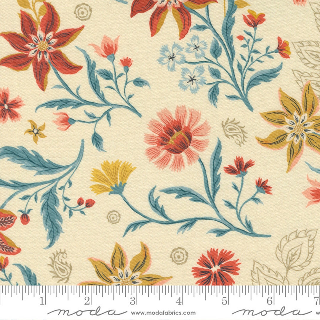 Cadence Floral Cream Sold by the Half Yard Crystal Manning for Moda ...