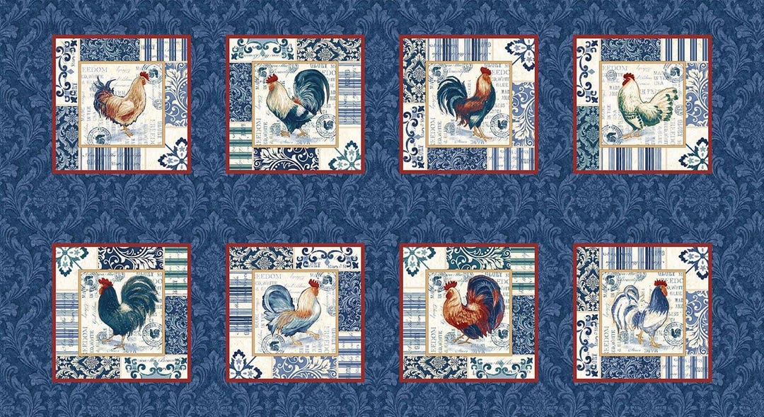 American Pride Rooster Blocks 24" Panel - Geoff Allen for Studio E Fabrics - 7924P-77 - Etsy