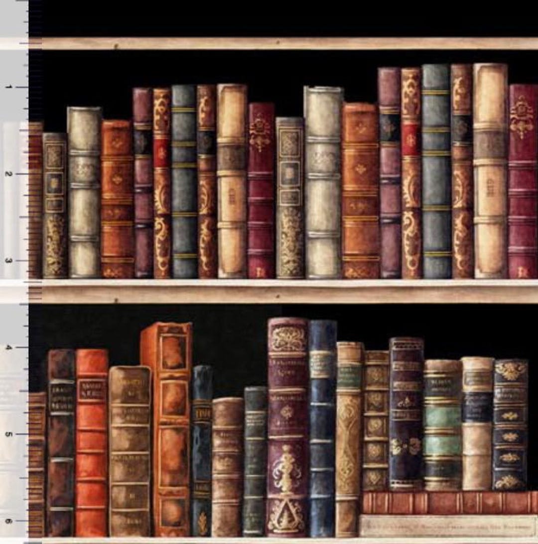 Book Shelves Stripe Priced by the 1/2 Yard/cut Continuous Bookworm by ...