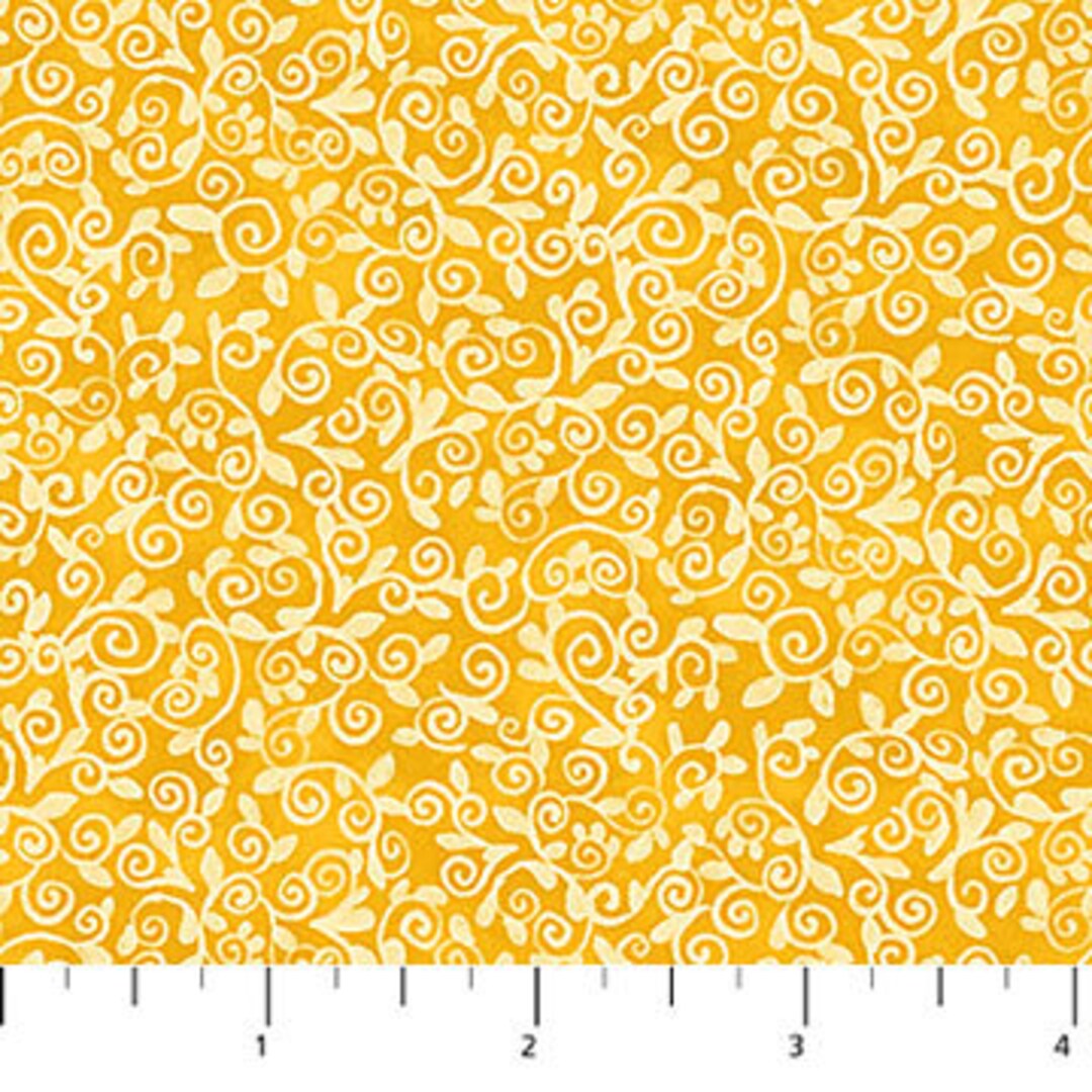 Autumn Gathering Yellow Scroll - Priced by the 1/2 Yard/cut Continuous ...