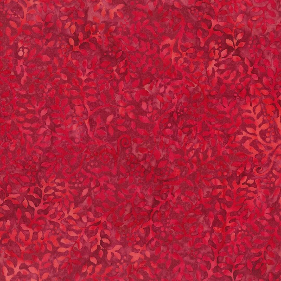 Dark Red Leafy Vine Batik - Priced by the Half Yard/cut Continuous ...