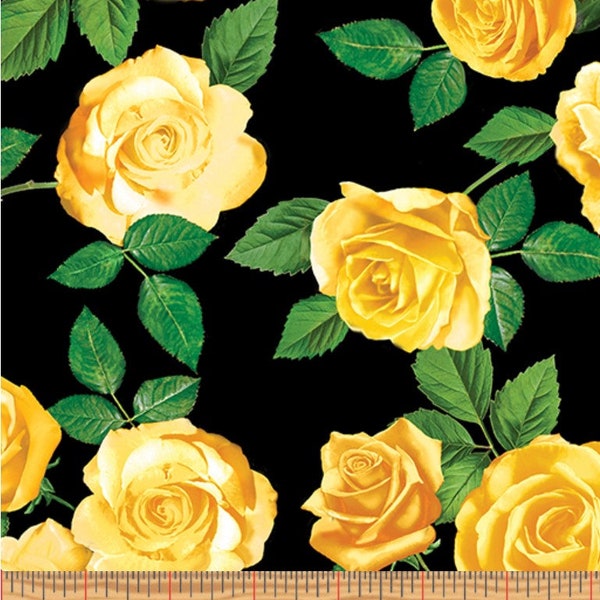 Yellow Rose Fabric - Etsy