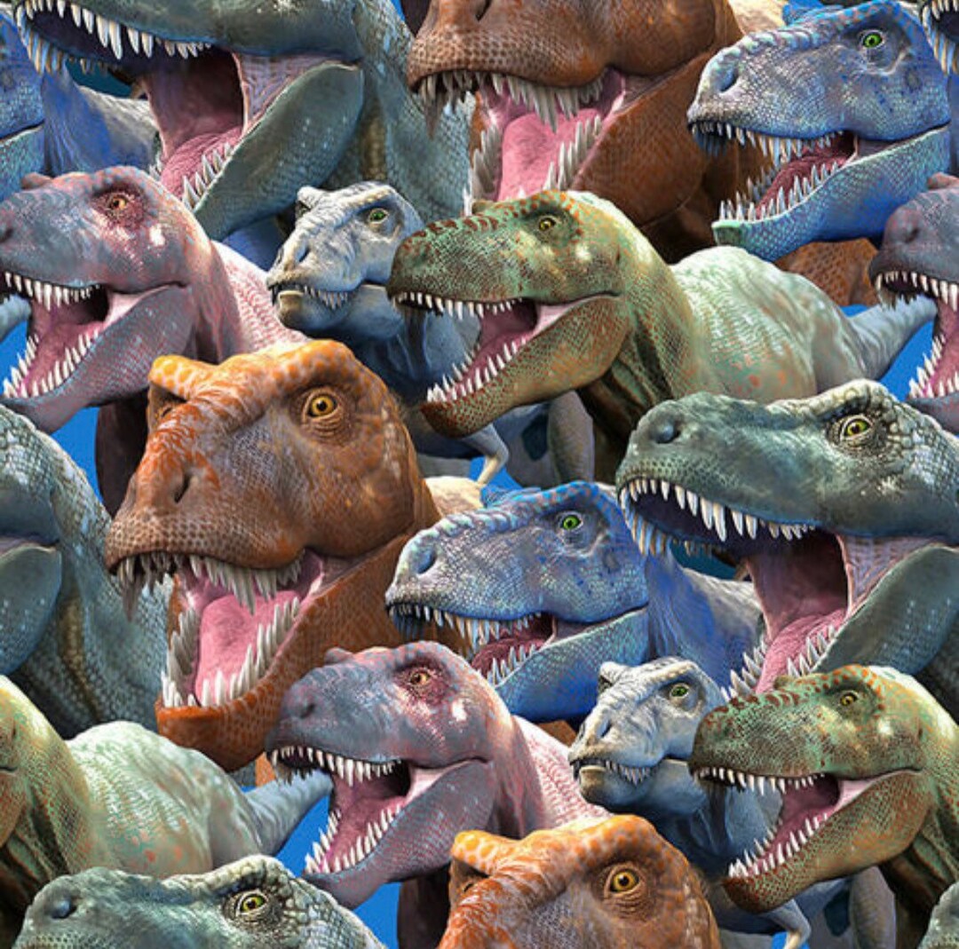 T-rex Collage Tyranno-chorus Collection Digitally Printed Dinosaur ...