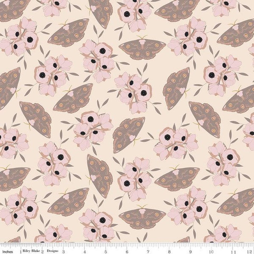 Moths Blush Sonnet Dusk Floral 100% Cotton Riley Blake Designs Fabric ...